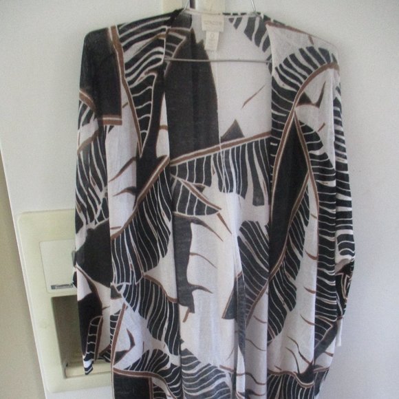 Chico's | Sweaters | Chicos Open Front Print Topper Long Duster Animal ...